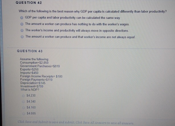 Solved QUESTION 40 Assume the following: Consumption-$2,850 | Chegg.com