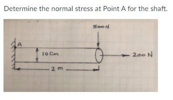 Solved Determine the normal stress at Point A for the shaft. | Chegg.com