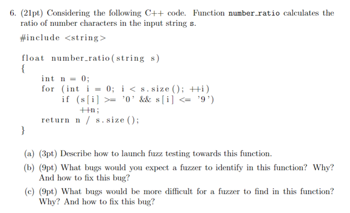 Solved 6 21pt Considering The Following C Code 