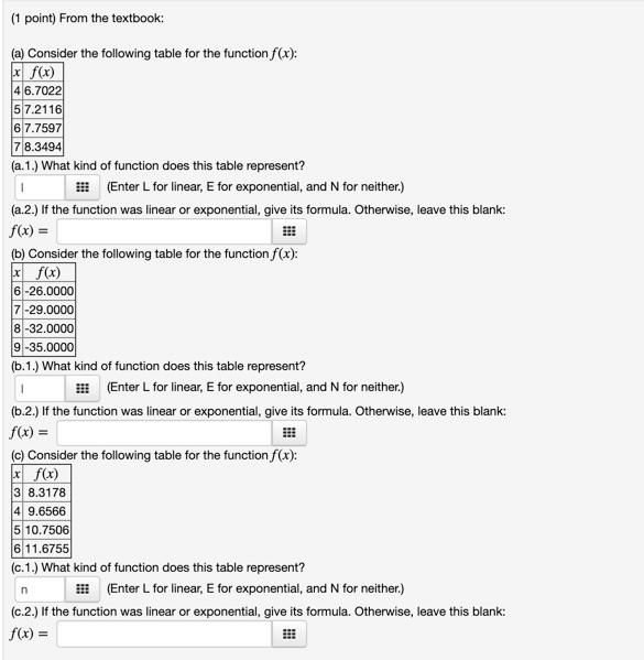 Solved (1 point) From the textbook: (a) Consider the | Chegg.com