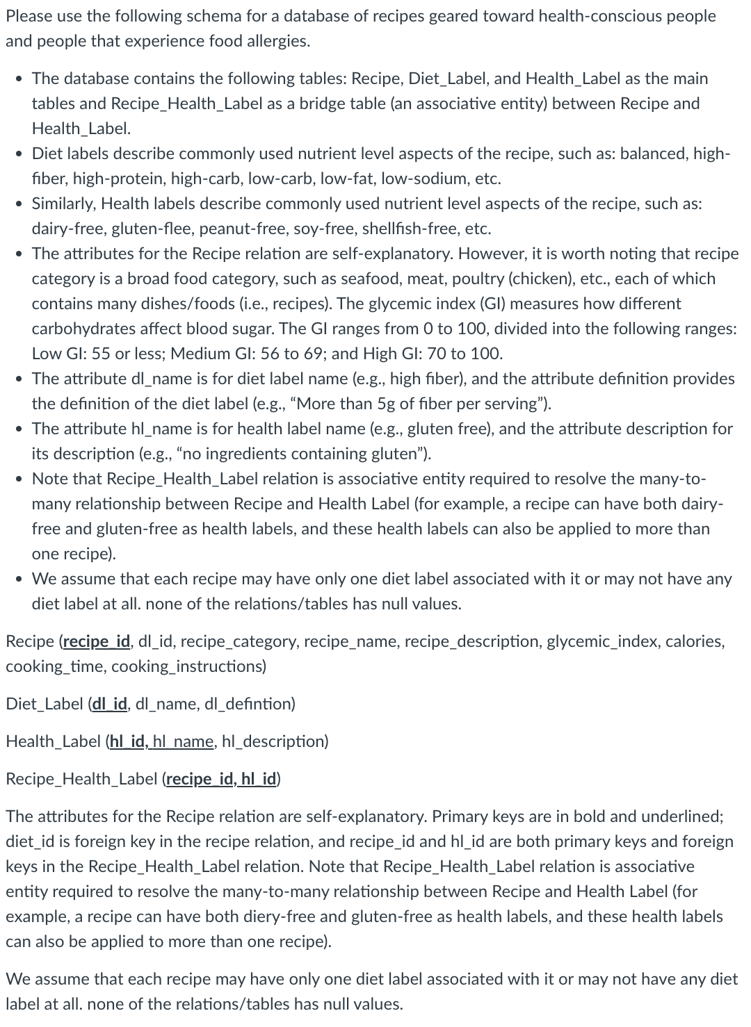 1). ﻿Write a query that returns recipe name, recipe | Chegg.com