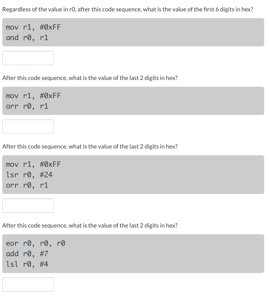 Solved Regardless of the value in ro, after this code | Chegg.com