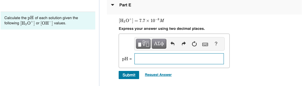 Solved Calculate the pH of each solution given the following | Chegg.com