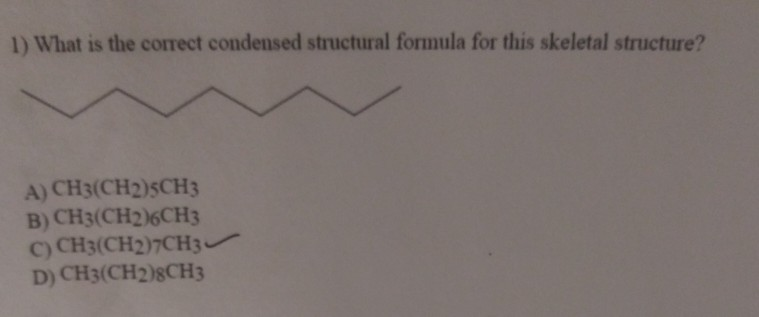 Solved 1) What is the correct condensed structural formula | Chegg.com