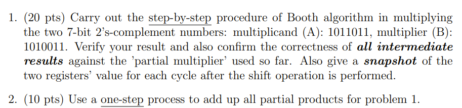 Solved 1. (20 pts) Carry out the step-by-step procedure of | Chegg.com