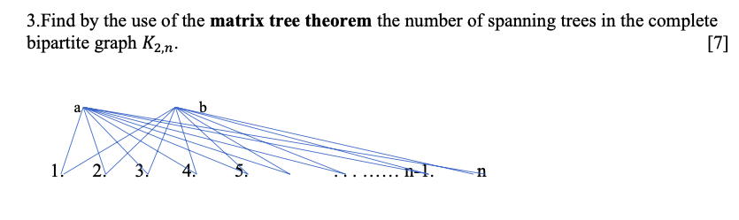 Solved 3.Find by the use of the matrix tree theorem the | Chegg.com