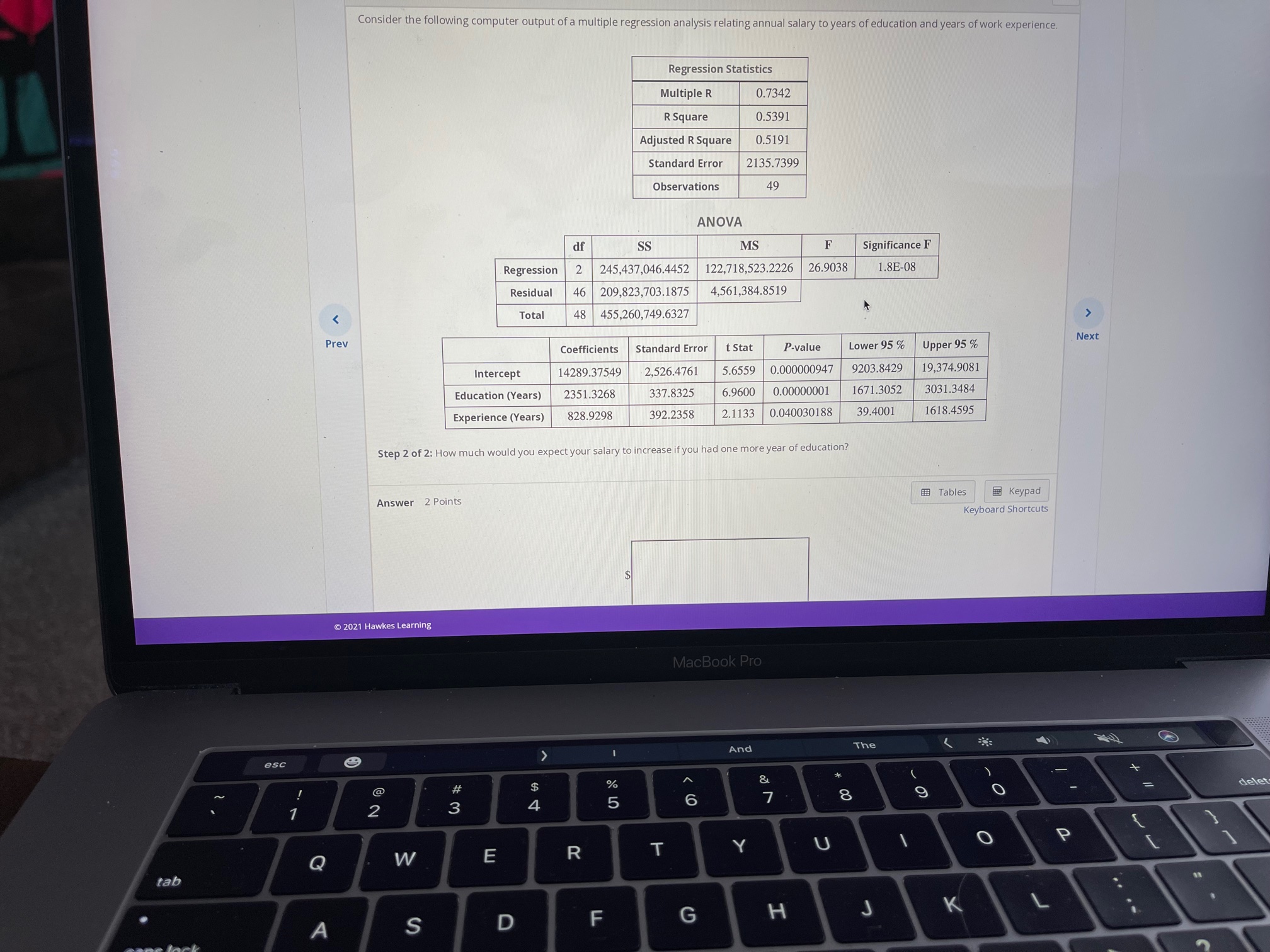 Solved Consider the following computer output of a multiple | Chegg.com