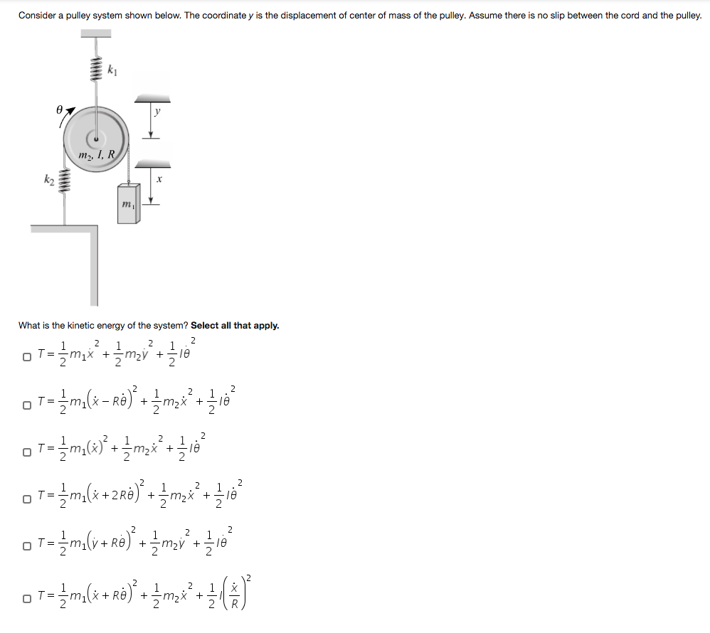 Solved Consider a pulley system shown below. The coordinate | Chegg.com