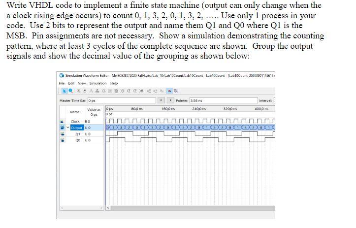Solved Write Vhdl Code To Implement A Finite State Machine 0928