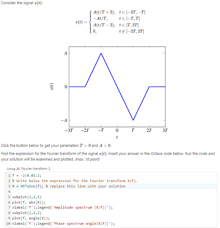 Solved Consider the signal x(t) : | Chegg.com