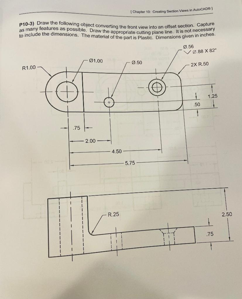 Solved P10-3) Draw the following object converting the front | Chegg.com