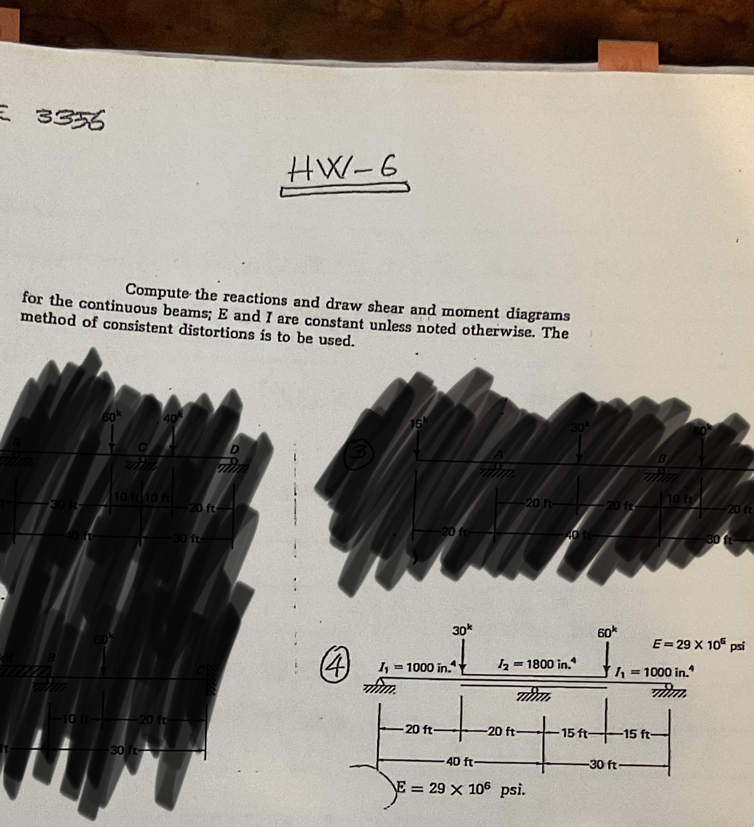 Solved HWI-6Compute the reactions and draw shear and moment | Chegg.com