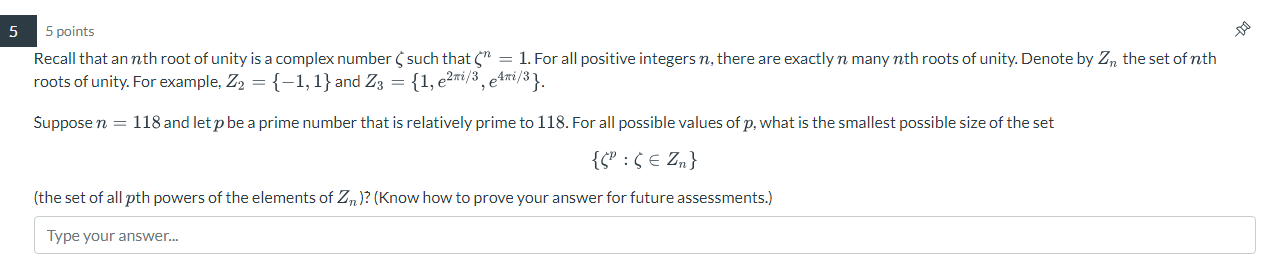 Solved Recall that an nth root of unity is a complex number | Chegg.com