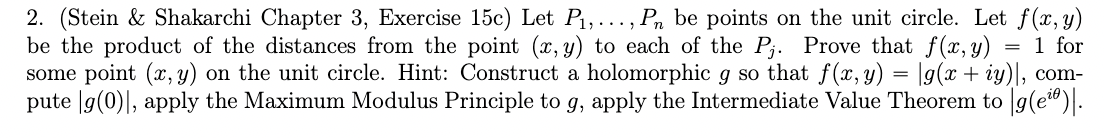 Solved (Stein & Shakarchi Chapter 3, Exercise 15c) Let | Chegg.com
