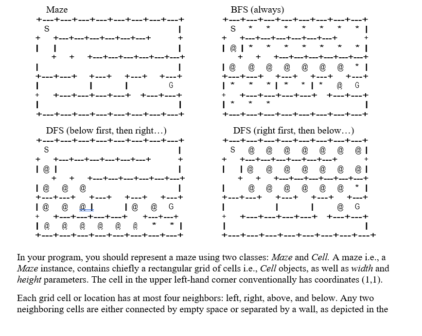 Solved Solving Mazes Using Stacks and Queues Write a maze | Chegg.com