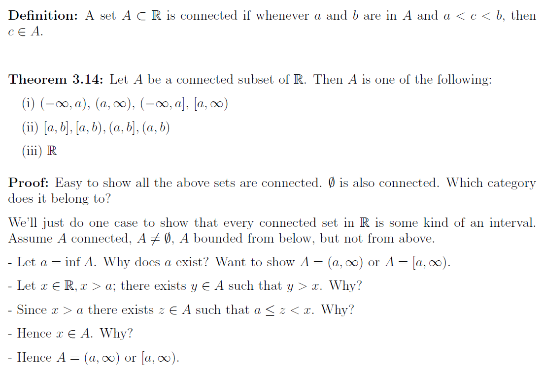 Solved Definition: A set A CR is connected if whenever a and | Chegg.com