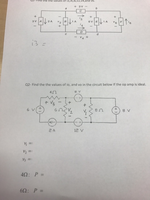 Solved Find the the values of io, and vo in the circuit | Chegg.com