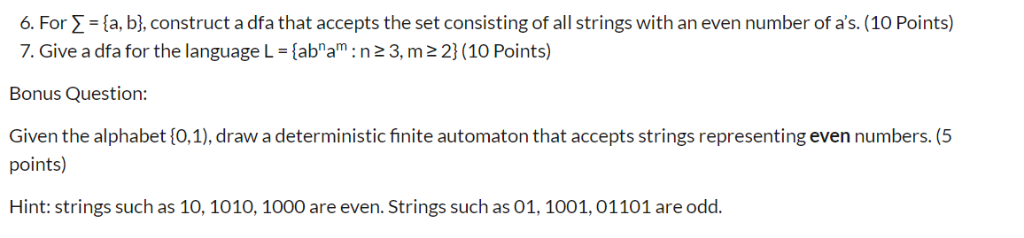 Solved 6. For [a, b], construct a dfa that accepts the set | Chegg.com