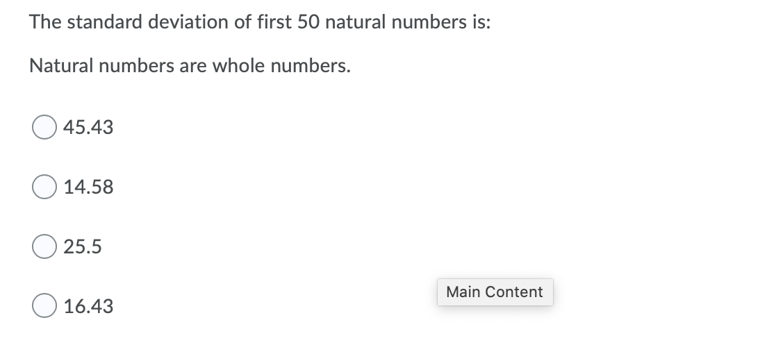 Solved The standard deviation of first 50 natural numbers | Chegg.com