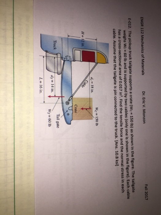 Solved ENGR 112 Mechanics of Materials Dr. Eric V. Monzon | Chegg.com
