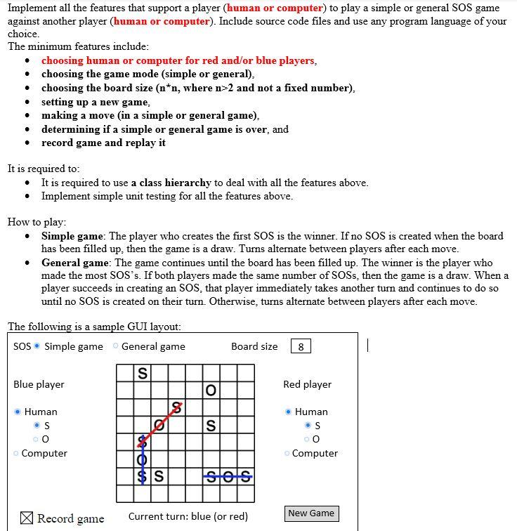 Solved Implement all the features that support a player | Chegg.com