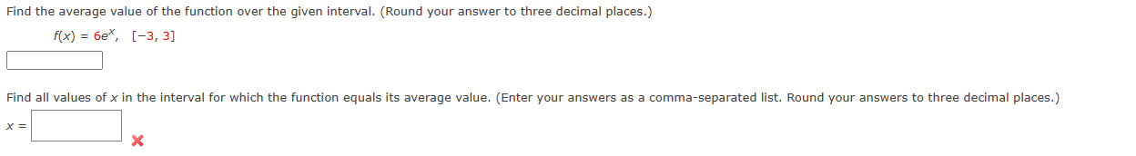 Solved Find the average value of the function over the given | Chegg.com