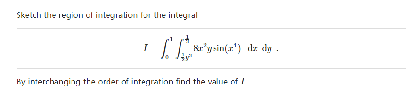 Solved Sketch the region of integration for the integral | Chegg.com