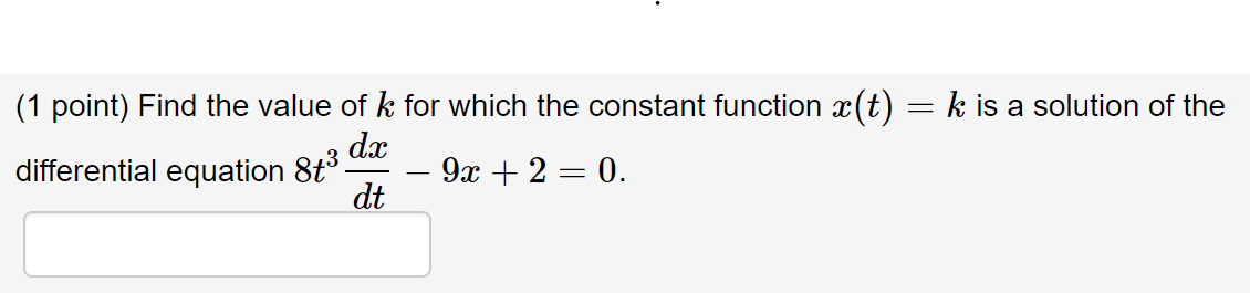 Solved Find the value of kk for which the constant function | Chegg.com