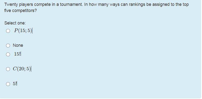 Solved Twenty players compete in a tournament. In how many | Chegg.com