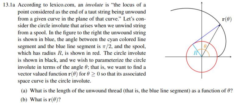 13.3a. Consider the circle involute of Exercise 13.1a | Chegg.com