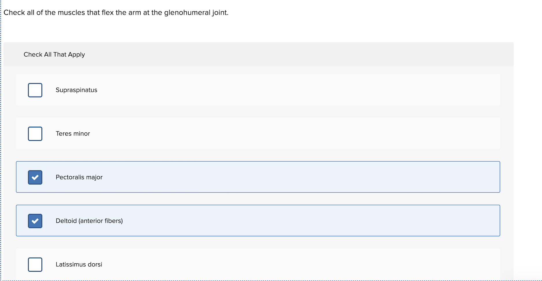Solved Check all of the muscles that flex the arm at the | Chegg.com