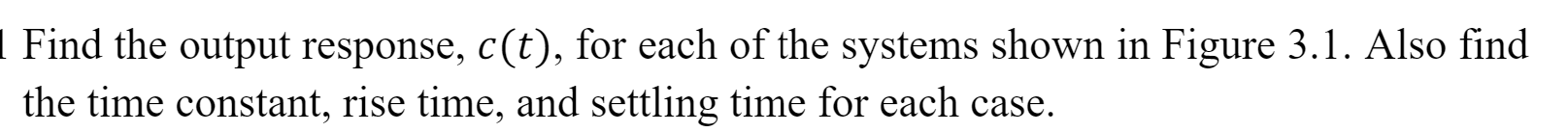 Solved | Find the output response, c(t), for each of the | Chegg.com
