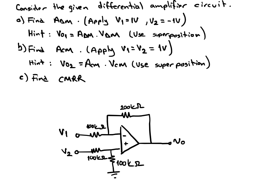 Solved Consider the given differential amplifier circuit. a) | Chegg.com