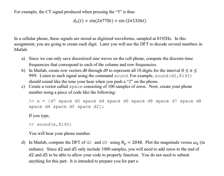 Problem 5-A Touch Tone Recognition System Touch-tone | Chegg.com