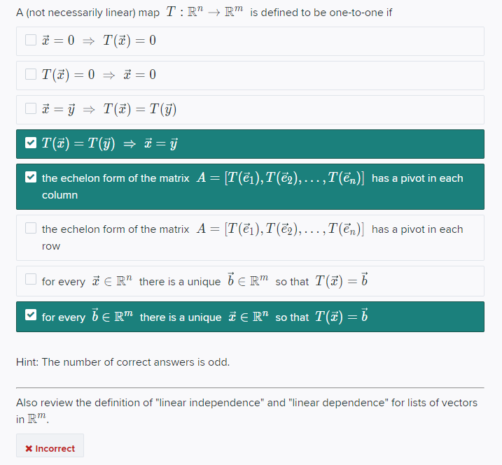 Solved A (not necessarily linear) map T:R" + RM is defined | Chegg.com