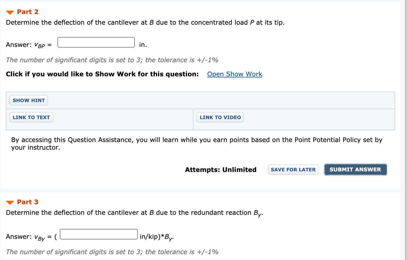 Solved P11.032 (Multistep) Part 1 A propped cantilever beam | Chegg.com