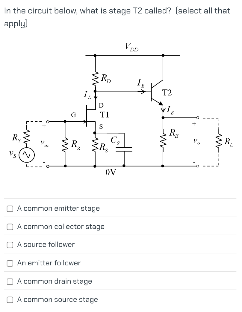Solved In the circuit below, what is stage T2 ﻿called? | Chegg.com