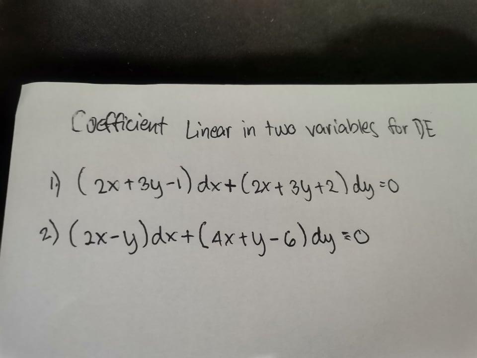 Solved How to Solve this using Coefficients Linear in | Chegg.com