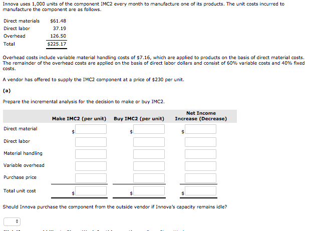 Solved Innova uses 1,000 units of the component IMC2 every | Chegg.com