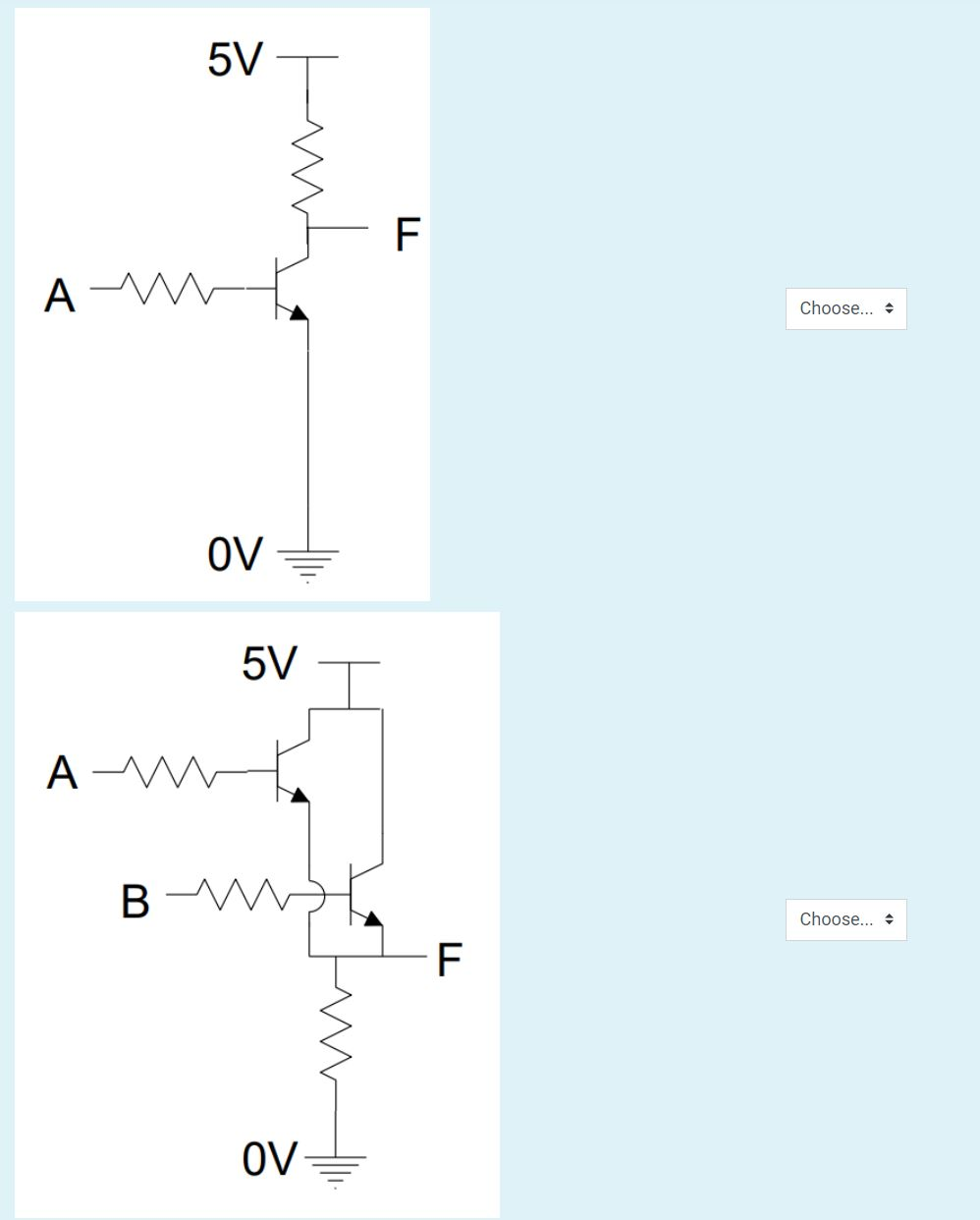 Solved Match the following transistor circuits to the | Chegg.com