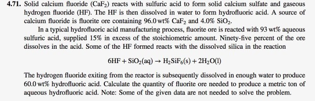 Solved 4.71. Solid calcium fluoride (CaF2) reacts with | Chegg.com