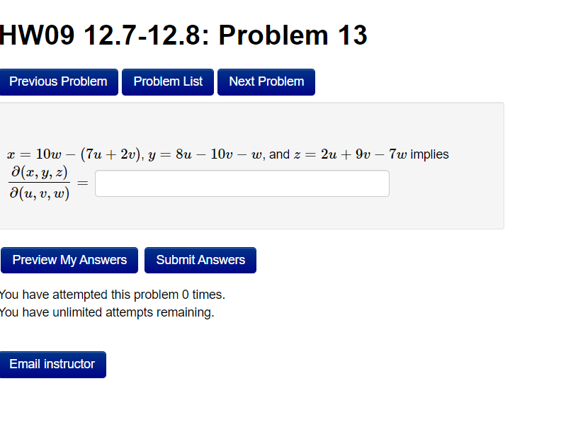 Solved HW09 12.7-12.8: Problem 13 Previous Problem Problem | Chegg.com
