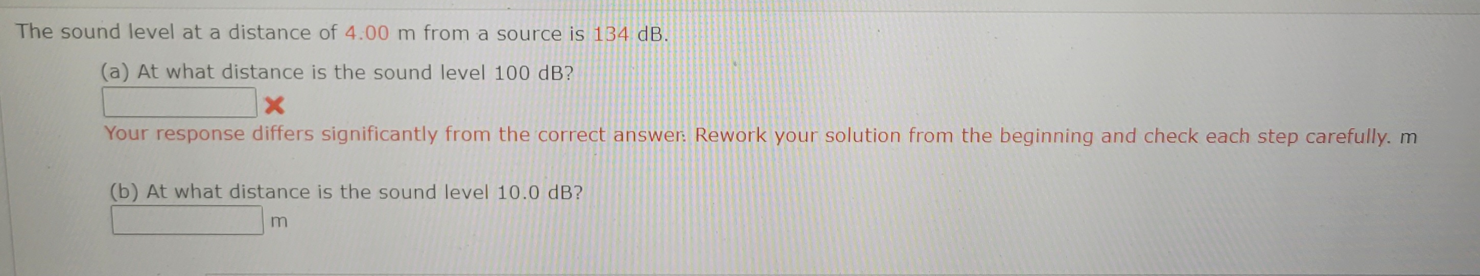 Solved The sound level at a distance of 4.00 m from a source | Chegg.com