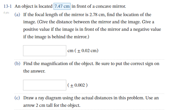 Solved 1 An object is located in front of a concave mirror. | Chegg.com