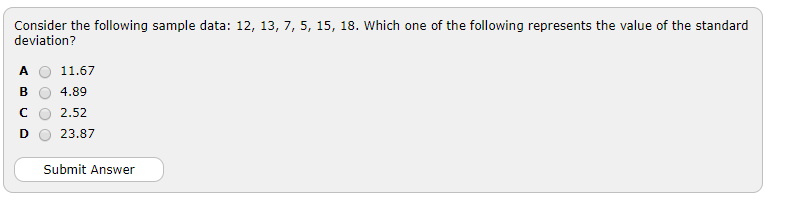 Solved Consider the following sample data: 12, 13, 7, 5, 15, | Chegg.com