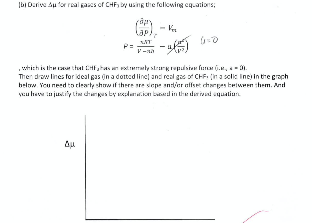 Solved (b) Derive Δμ for real gases of CHF3 by using the | Chegg.com