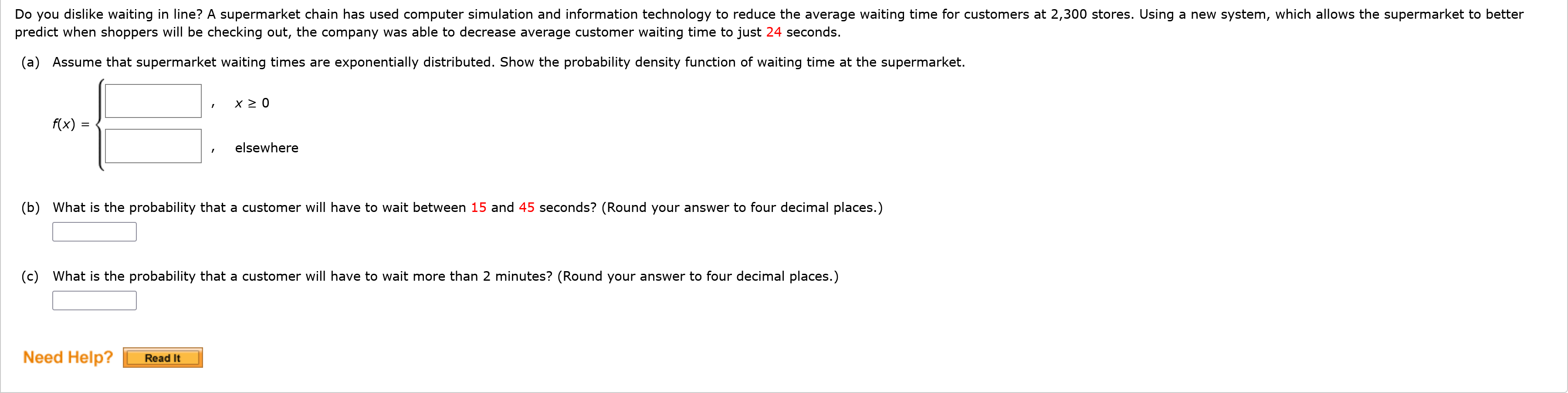 Solved Do you dislike waiting in line? A supermarket chain | Chegg.com
