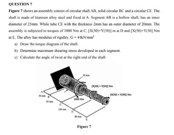 Solved QUESTION 7 Figure 7 shows an assembly consist of | Chegg.com