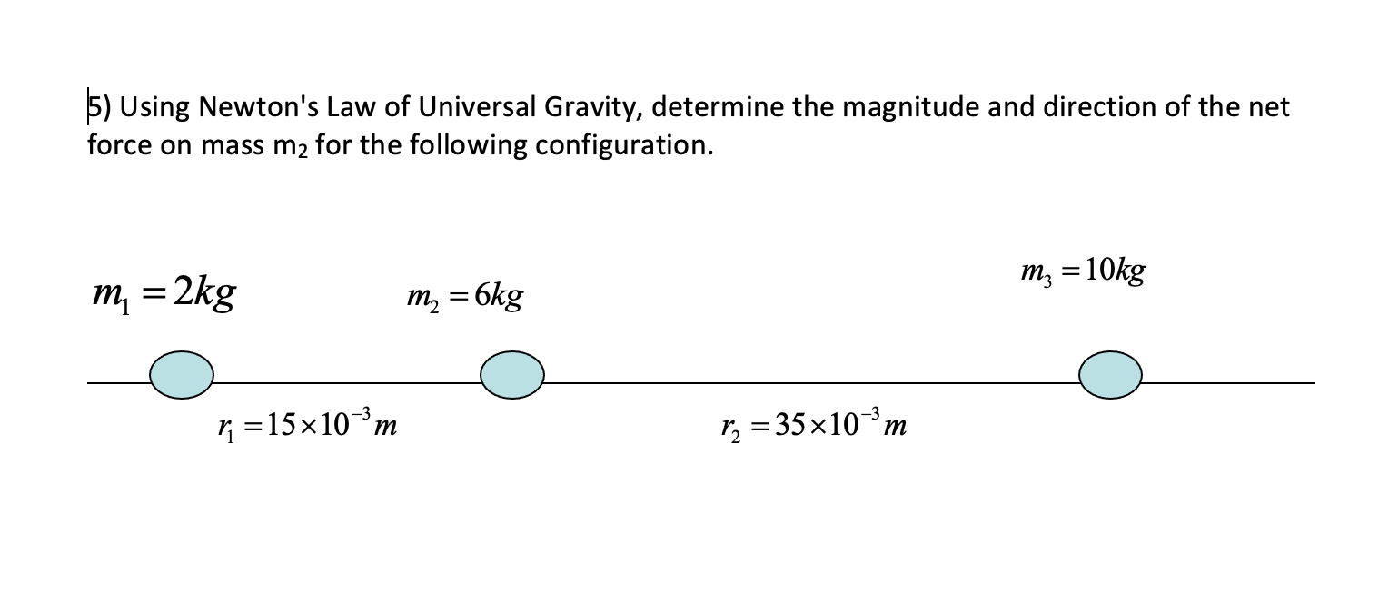 Solved 5) Using Newton's Law of Universal Gravity, determine | Chegg.com