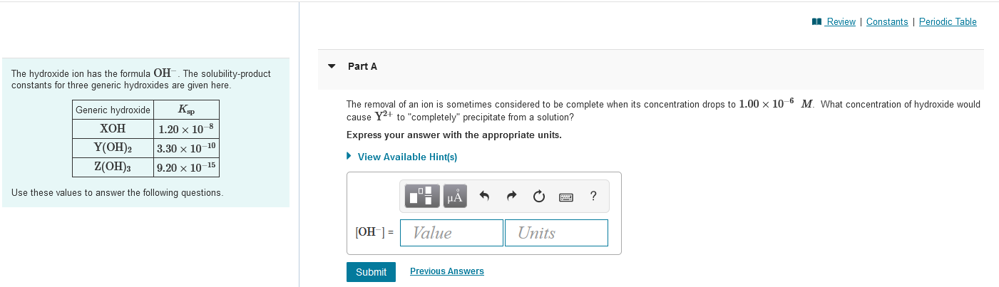 Solved The hydroxide ion has the formula OH−. The | Chegg.com